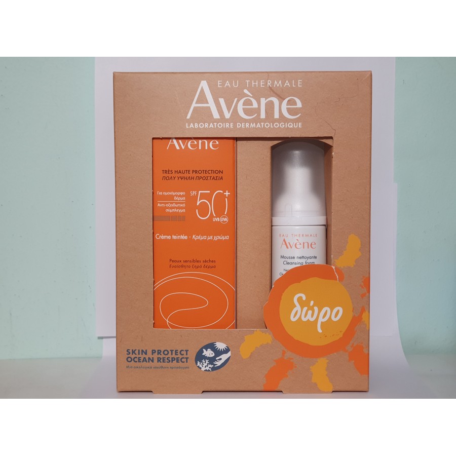 Avene Αντιηλιακή Κρέμα με Χρώμα spf 50+ 50ml & Δώρο Cleansing Foam 50ml