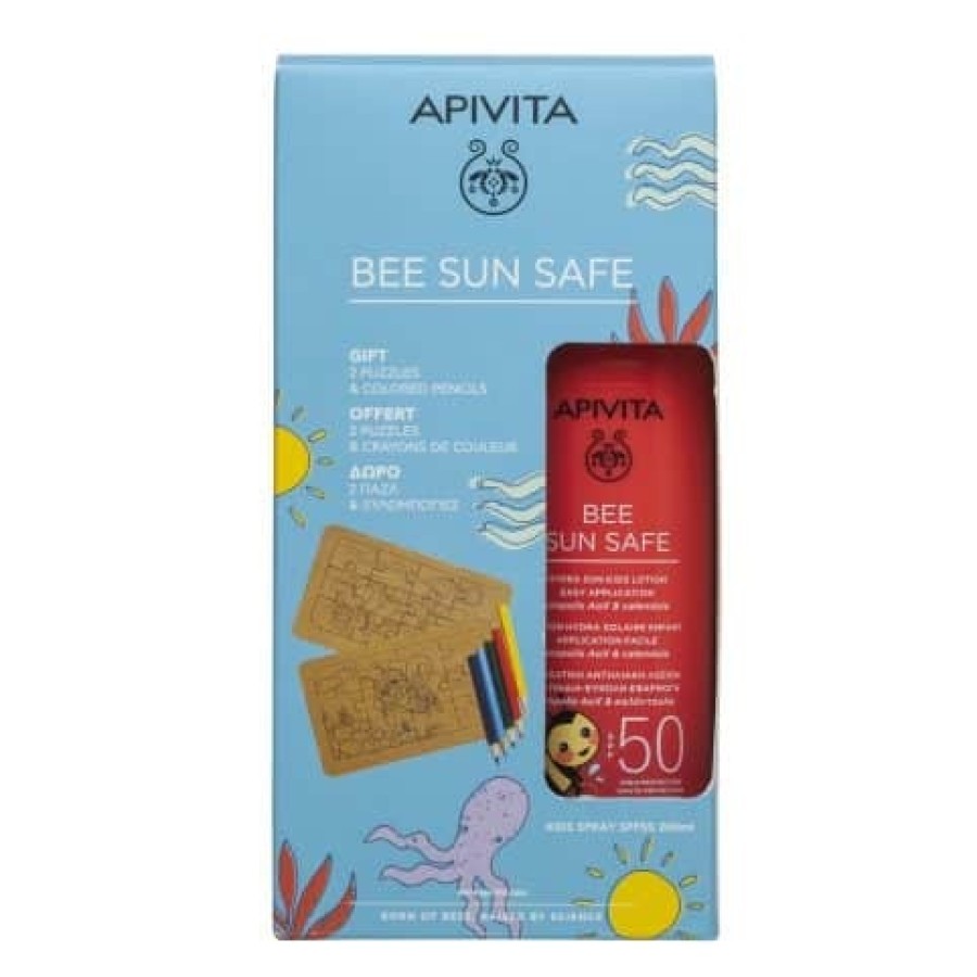 Apivita Bee Sun Safe Kids Spray SPF50+, 200ml. + 2 puzzles & Colored ...